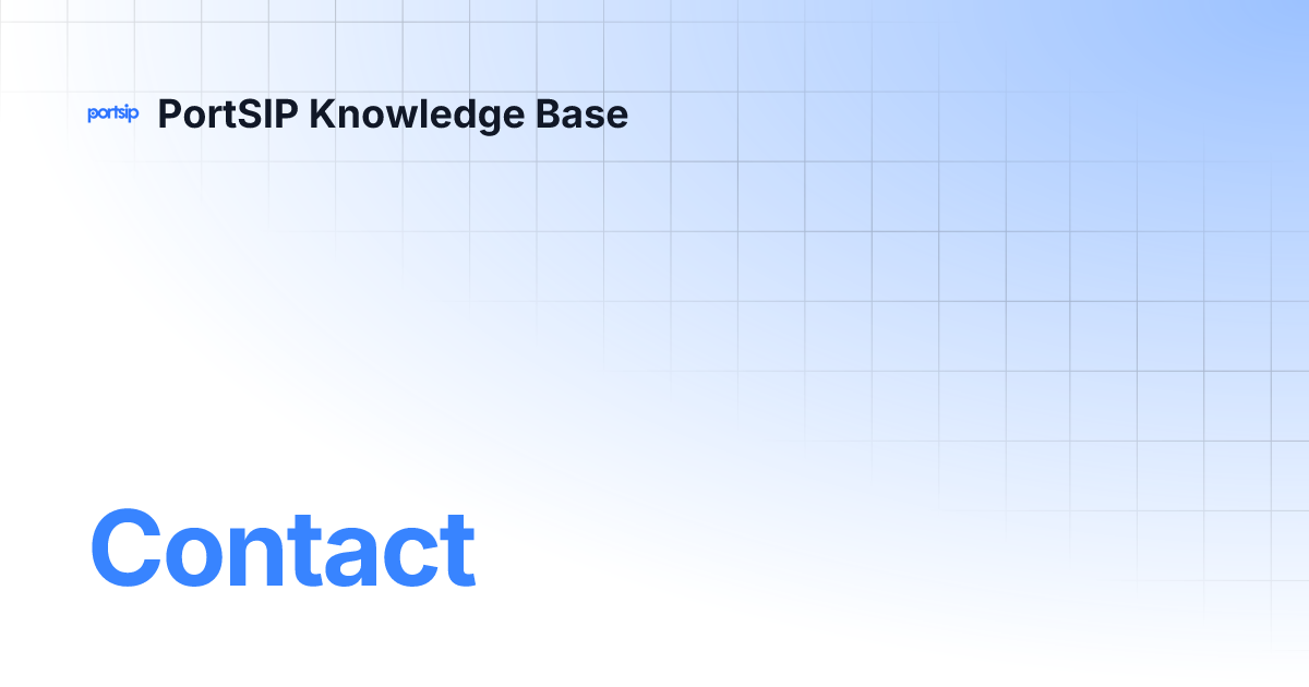 Contact | PortSIP Knowledge Base