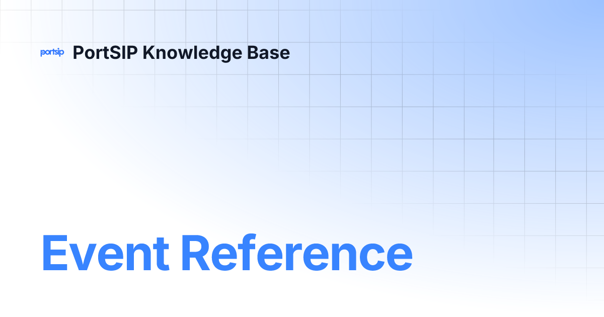 Event Reference | PortSIP Knowledge Base